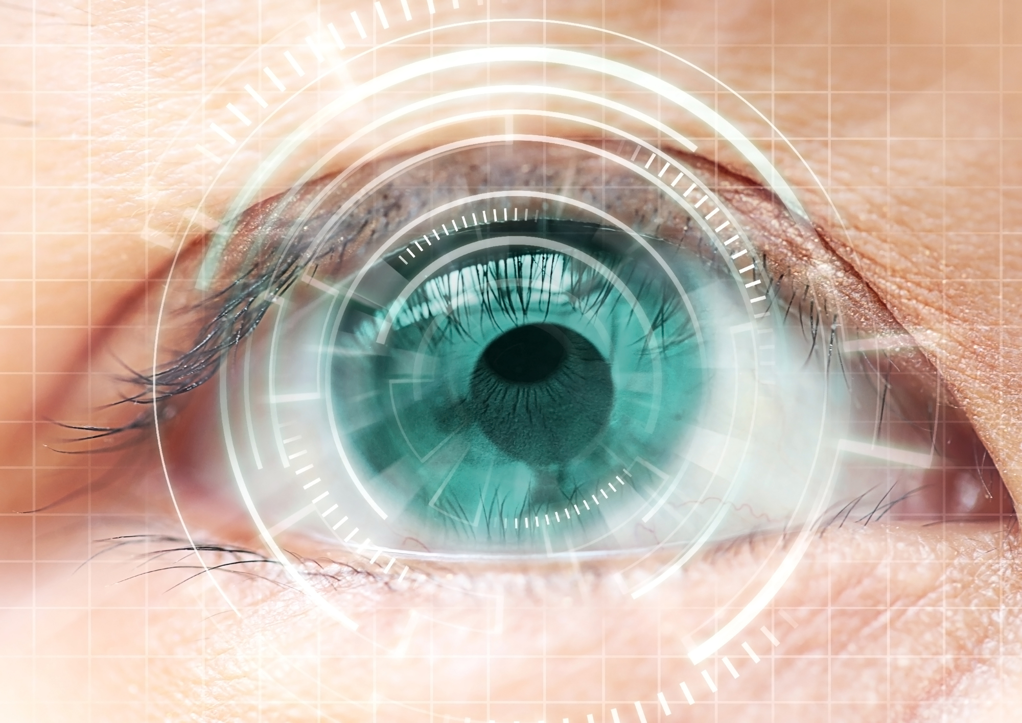 Women eye cataract, contact lens, futuristic, digital, technolog ...
